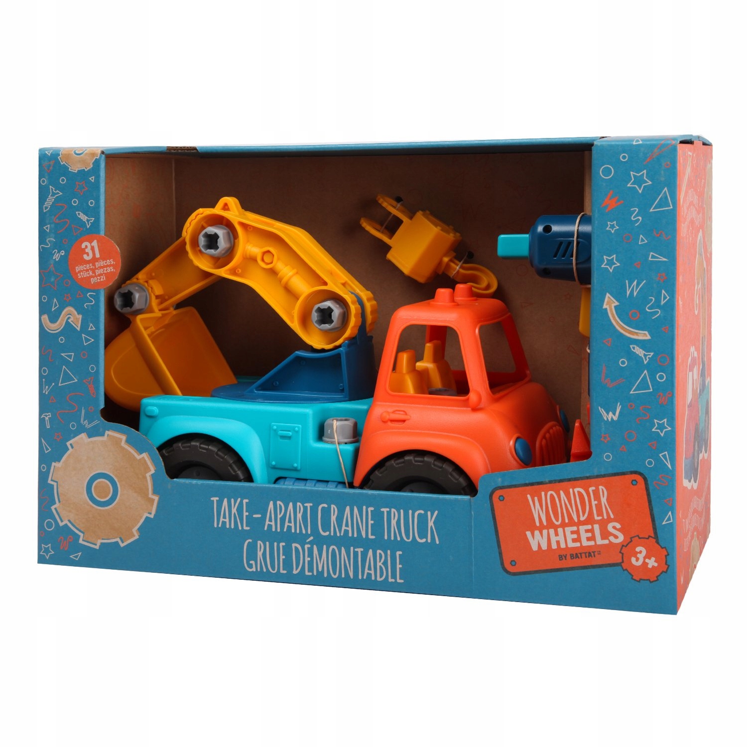 B.Toys Wonder Wheels Ciężarówka Dźwig Koparka z Wkrętarką do Montażu ...