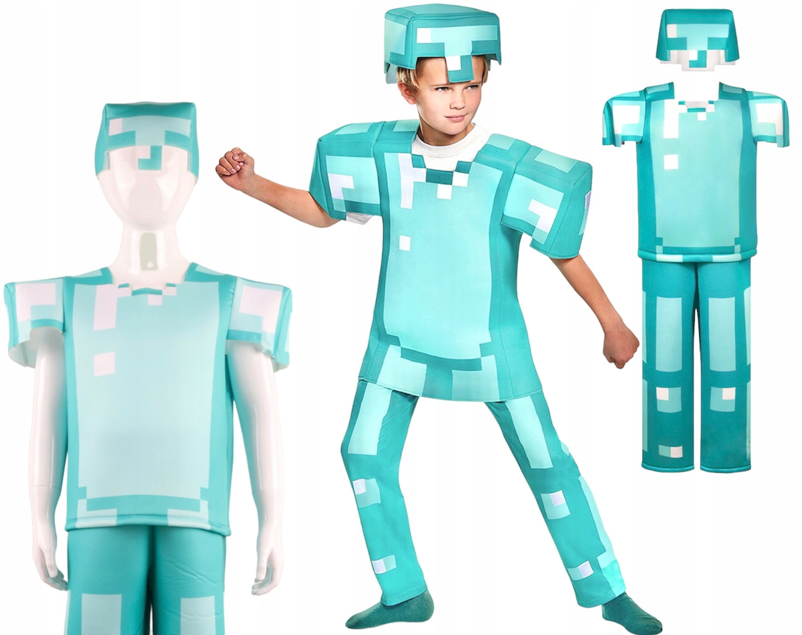 MINECRAFT KOSTIUM STRÓJ NA BAL PRZEBIERAŃCÓW DIAMENTOWA ZBROJA S 110/ ...