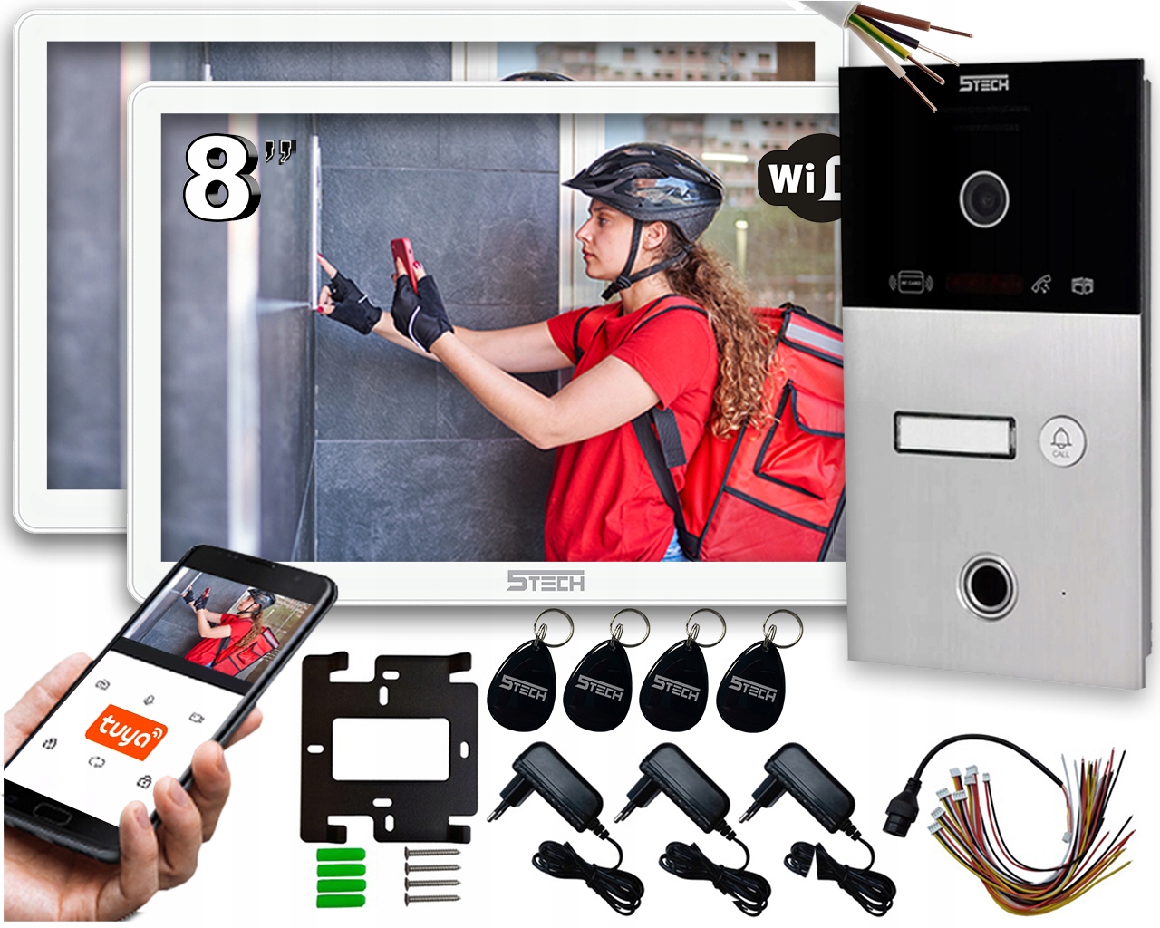 WIDEODOMOFON 5TECH 2 MONITORY WiFi ODCISK PALCA (5904815691444) • Cena, Opinie 15182447058 • Allegro