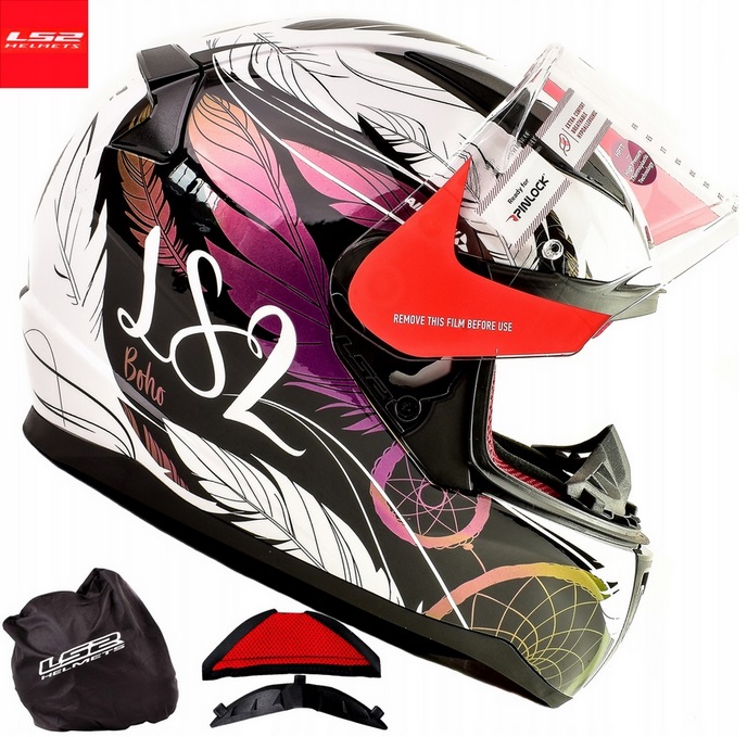 KASK MOTOCYKLOWY INTEGRALNY LS2 FF353 RAPID II BOHO WHT BLK ROZMIAR XS ...