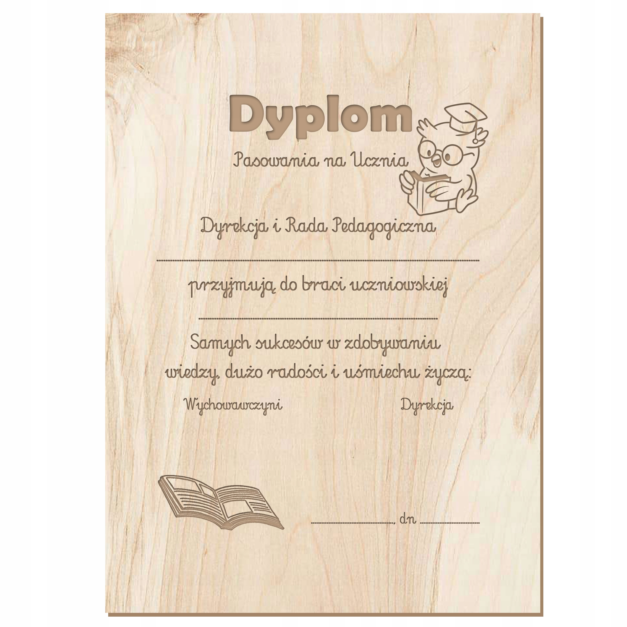 Dyplom Drewniany Pasowanie na Ucznia Przedszkolaka (DYPLOM PASOWANIE NA ... Dyplom Drewniany Pasowanie na Ucznia Przedszkolaka (DYPLOM PASOWANIE NA ...