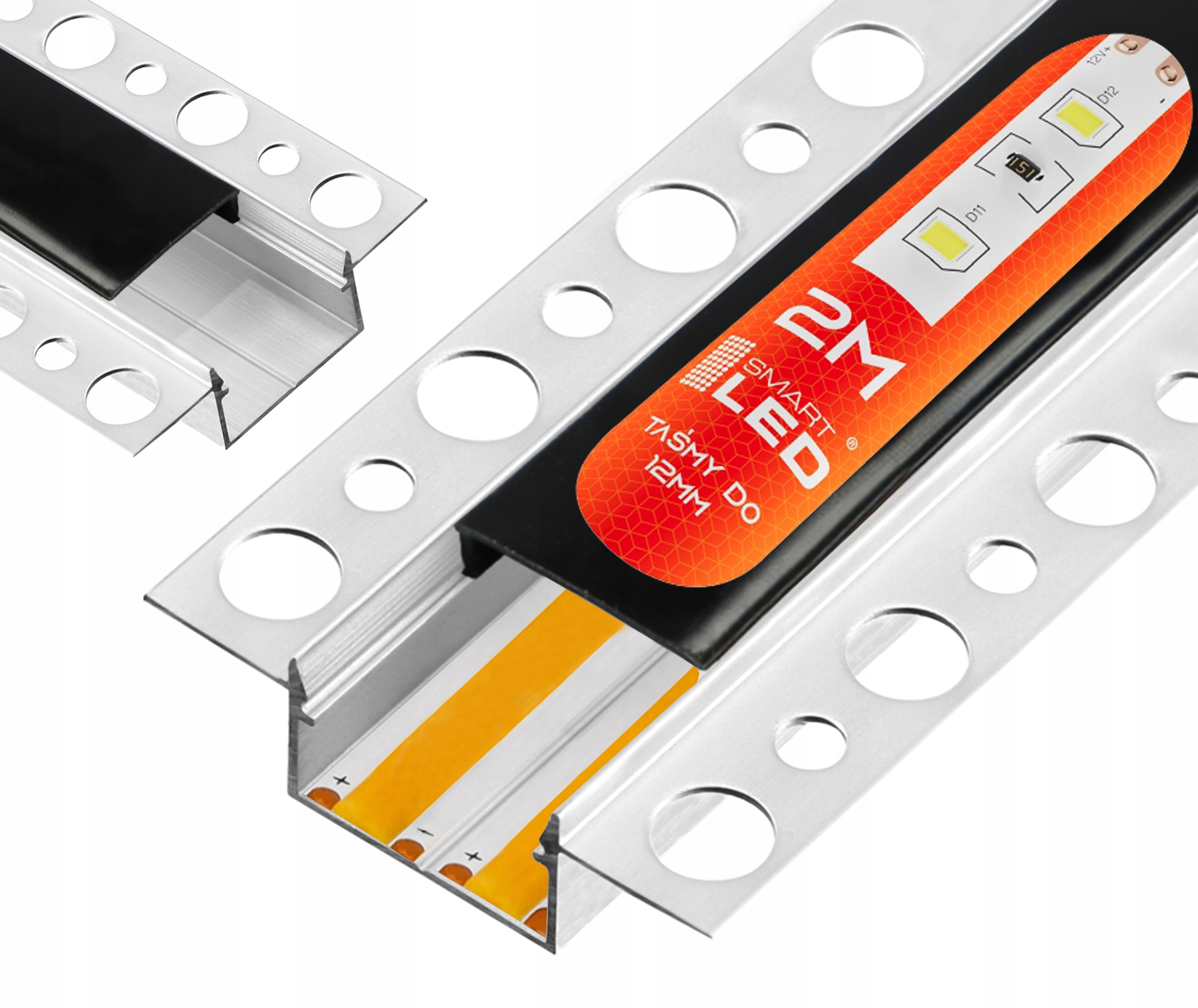 Profil LED aluminiowy do płyt GK gipsowych wpuszczany 2m regips szeroki ...