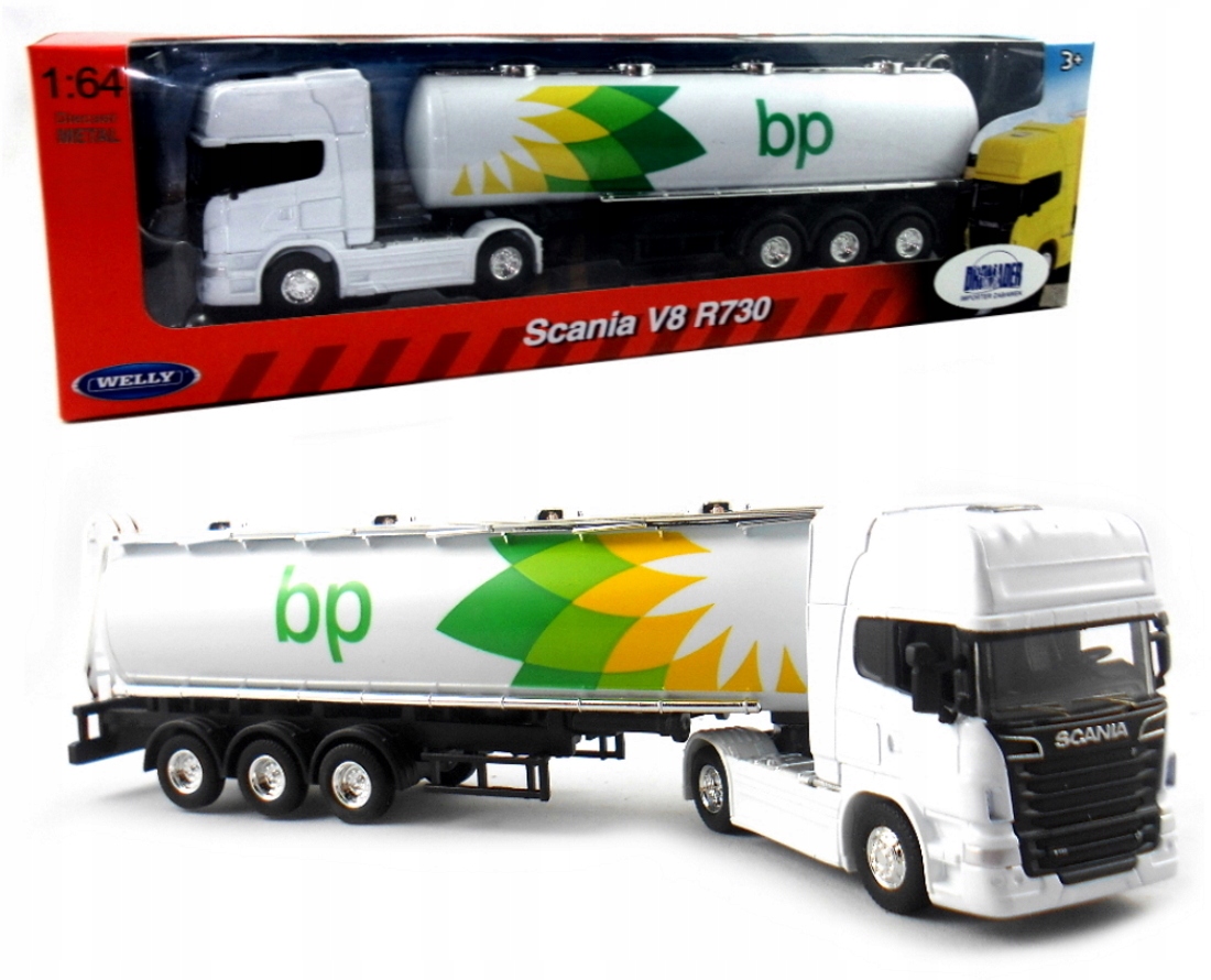 TIR SCANIA V8 R730 MODEL WELLY 1:64 CYSTERNA BIAŁA 13680052442 - Allegro.pl