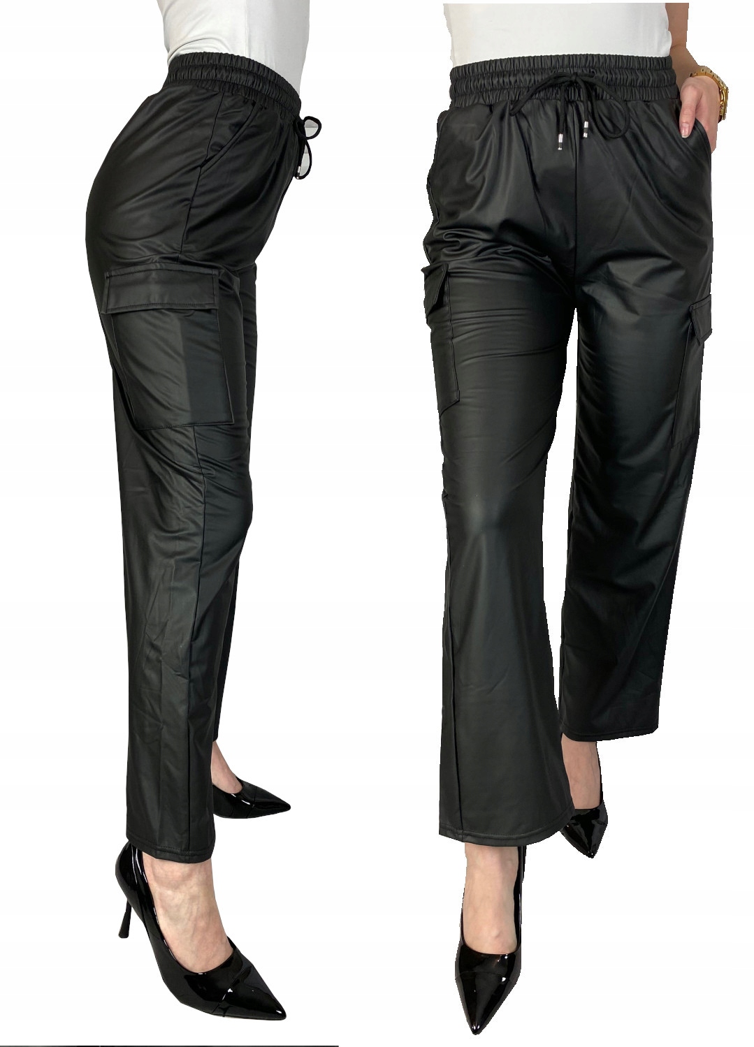 Spodnie Skórzane Damskie na Gumce - Niska cena na Allegro