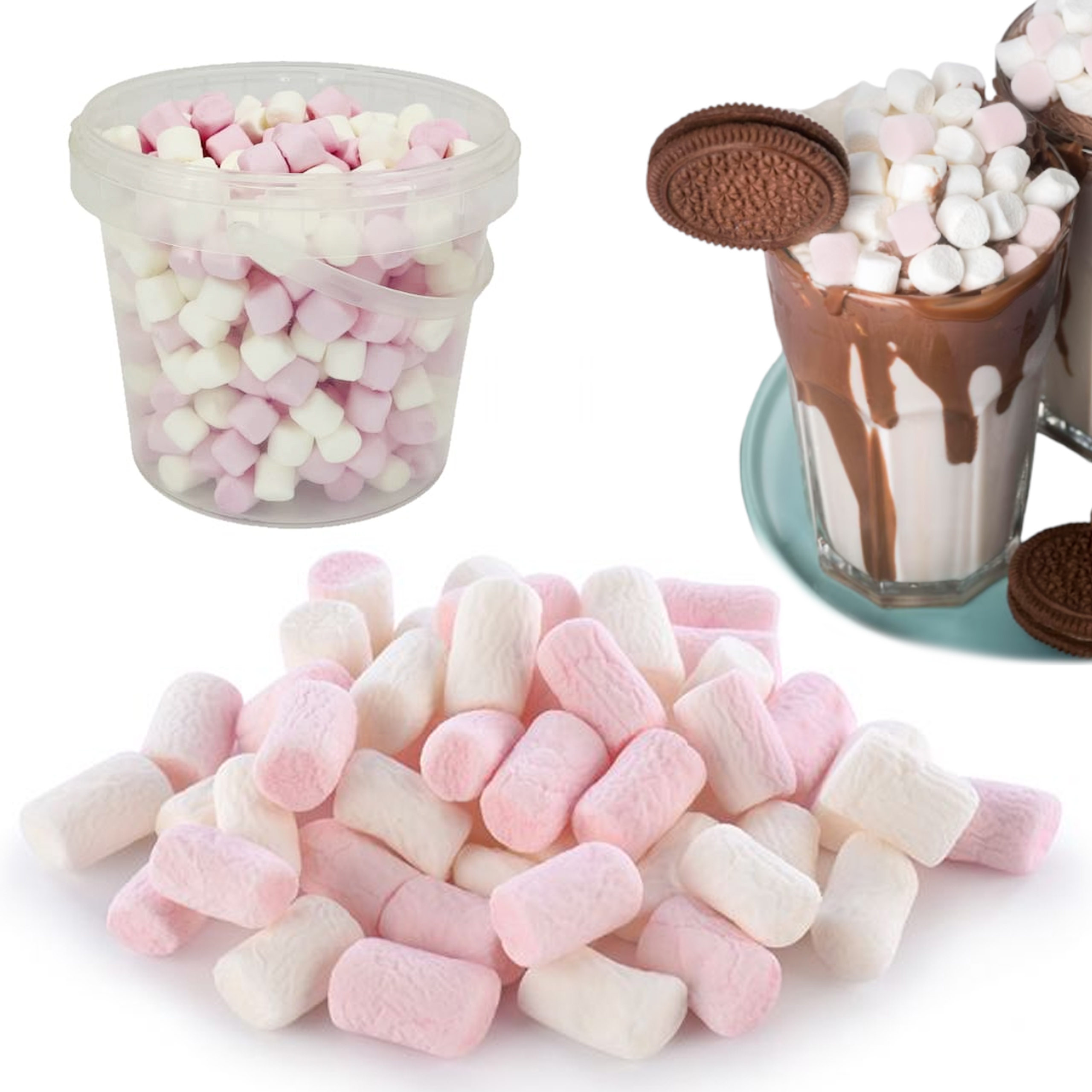 PIANKI MARSHMALLOW RÓŻOWE BIAŁE ROLKI DEKORACJA PRZEKĄSKA SŁODYCZE ...