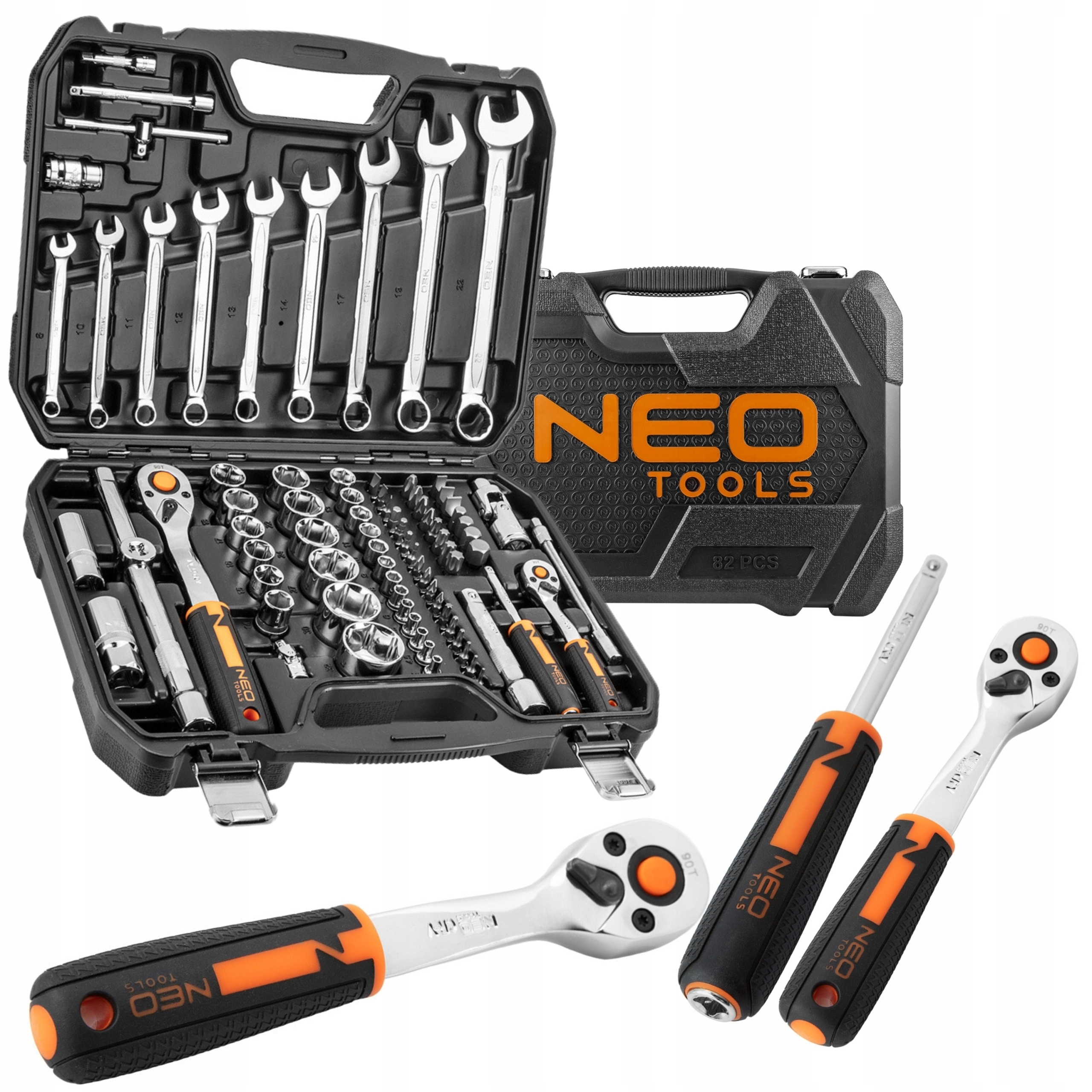 NEO TOOLS klucze nasadowe 82 el. 1/4, 1/2 CrV zestaw narzędzi walizka 5907558487695 za 299.90PLN ...