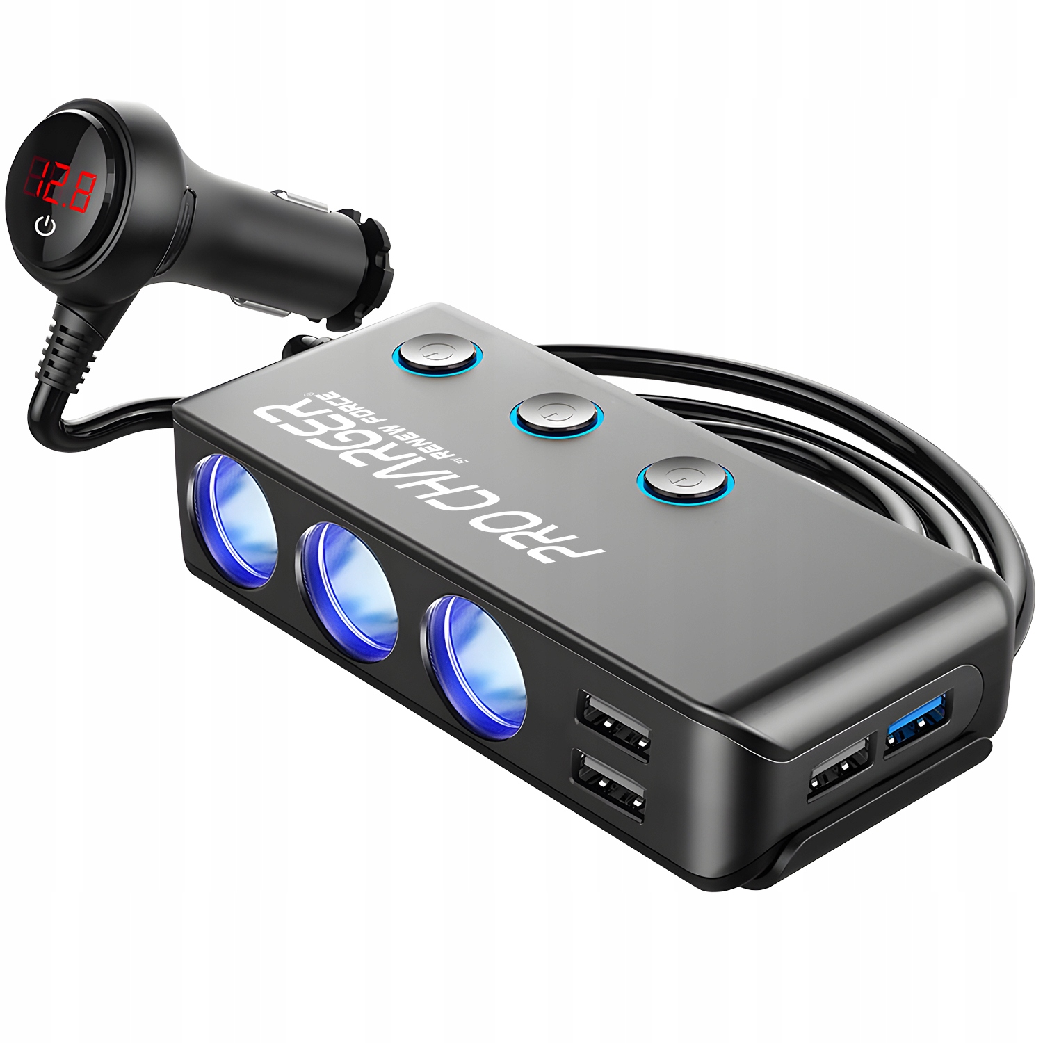 MOCNY ROZDZIELACZ GNIAZDA ZAPALNICZKI SAMOCHODOWEJ 12-24V 4xUSB QC PD 120W 5907190117325 za 52 ...