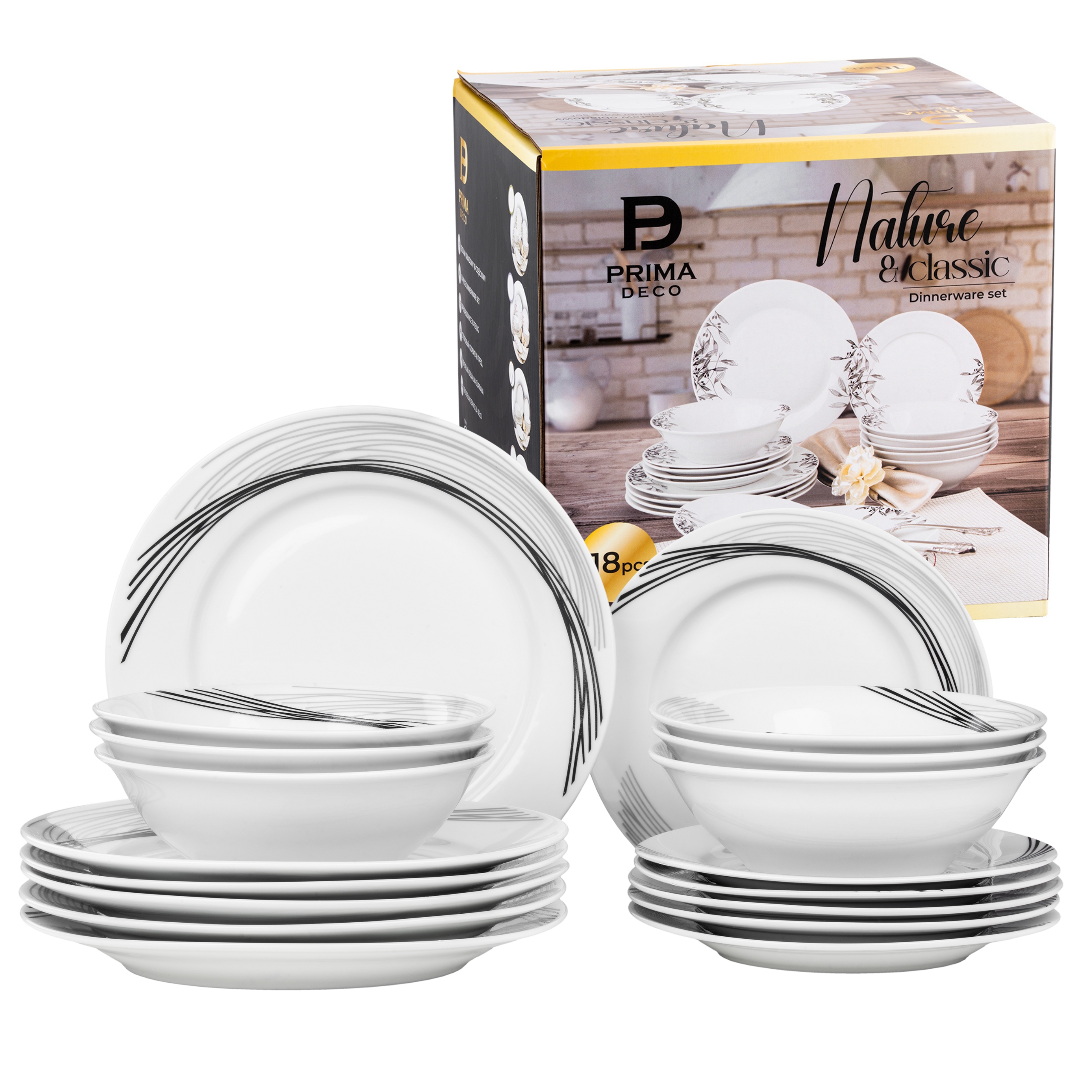 KOMPLET TALERZY SERWIS OBIADOWY NA 6 OSÓB 18 ELEMENTÓW ZESTAW ...