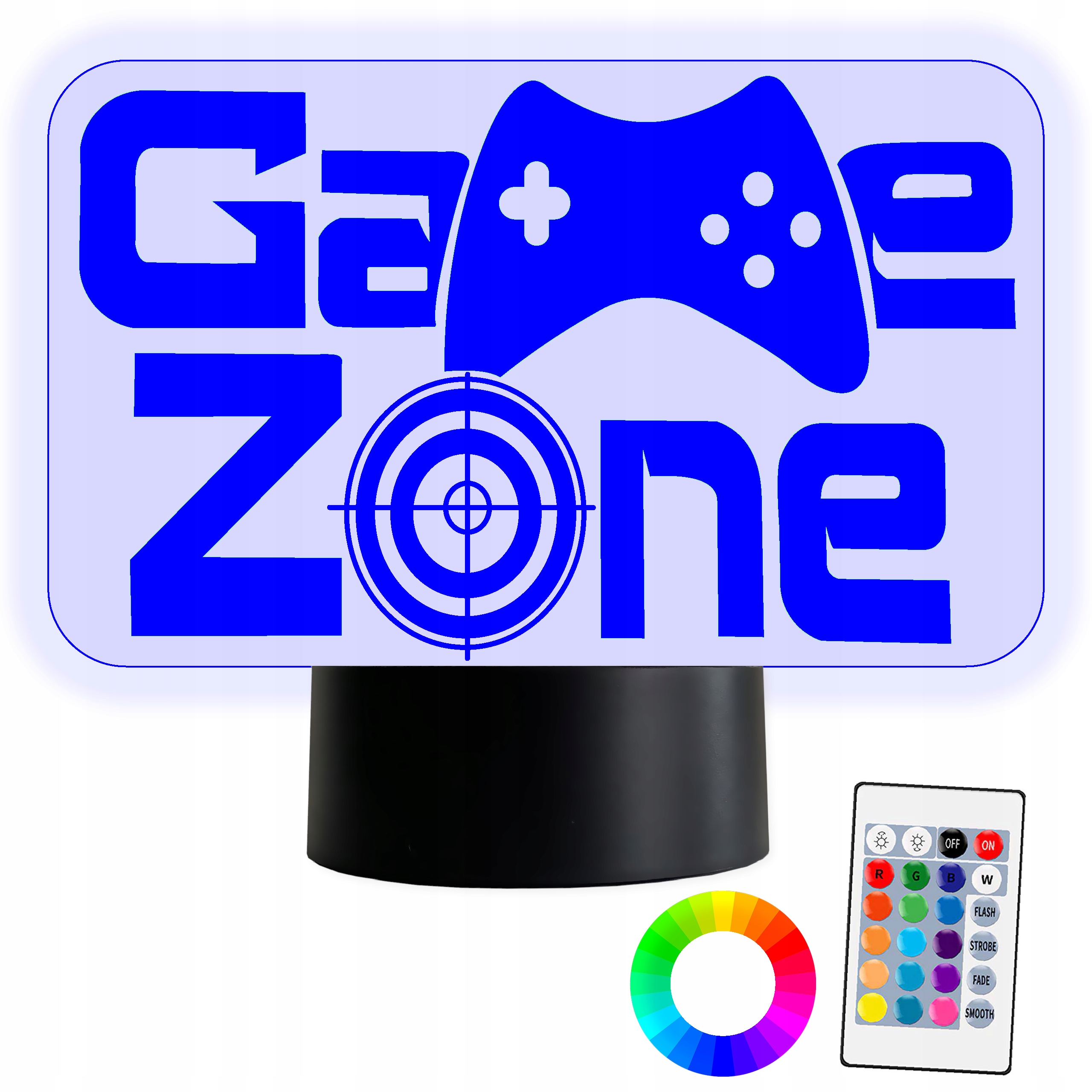 XL Lampka LED 3D Game Zone Gamer Gracz 16 kolorów + Pilot ...