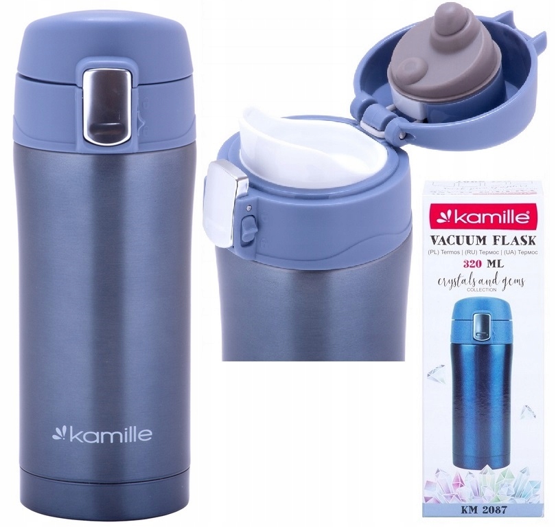 KUBEK TERMICZNY STALOWY TERMOS BIDON Z USTNIKIEM - KM2087 - 14187436953 - Allegro.pl