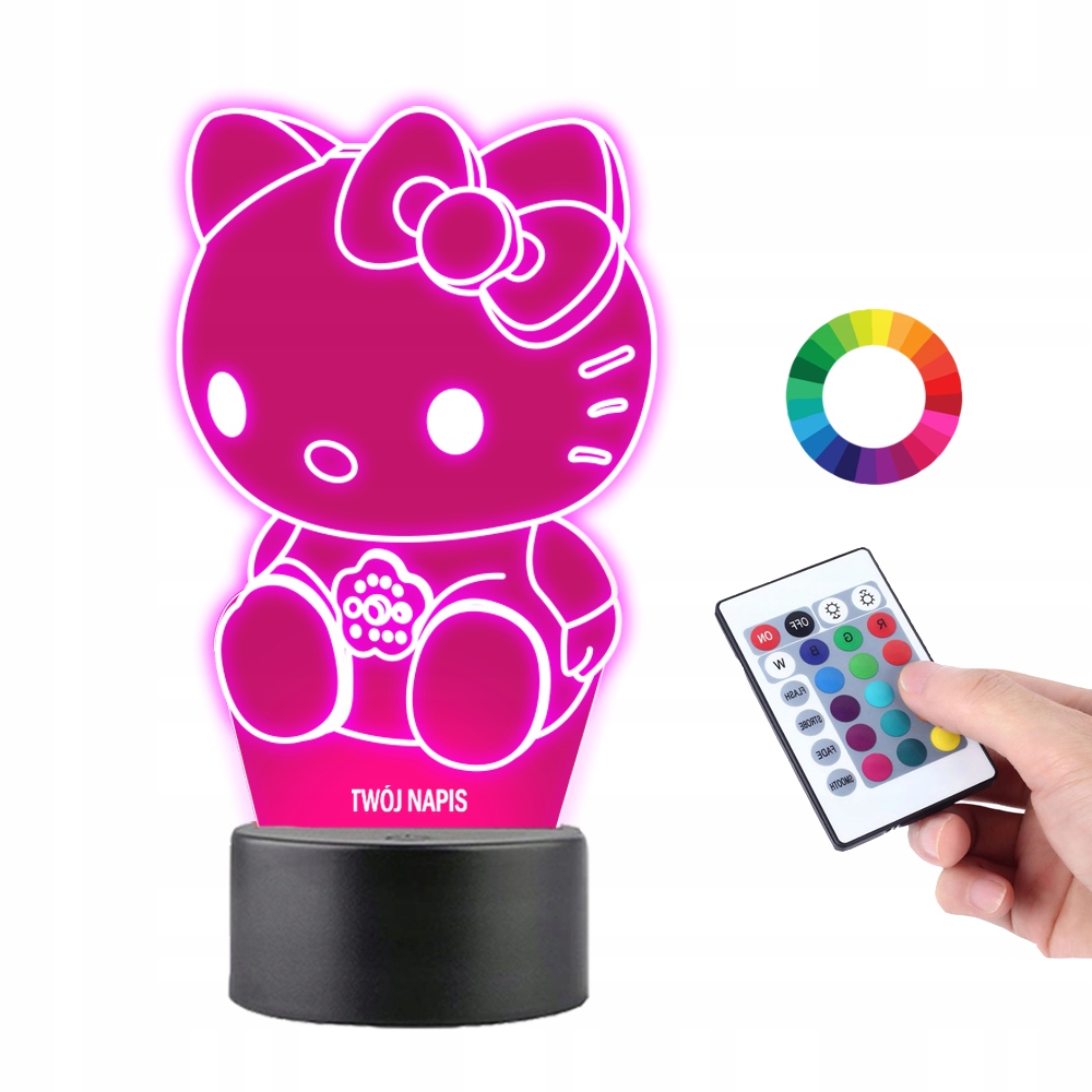 Lampka Nocna Hello Kitty LED RGB Grawer PLEXIDO (Lampa biurkowa stołowa ...
