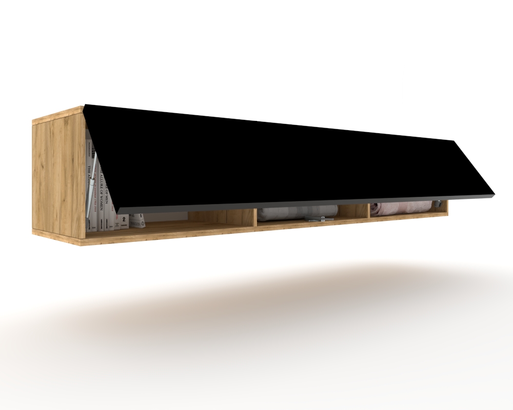 Wisząca Szafka Pozioma RTV Witryna Komoda SIMPLY UP Craft Czarny Mat ...