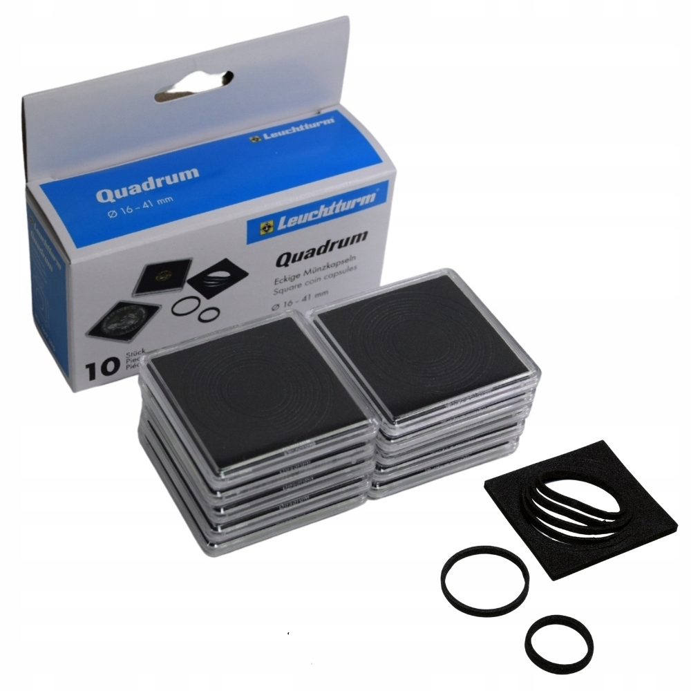 Kapsle Quadrum na monety o średnicy 16-41 mm Leuchtturm wyjmowane ringi ...