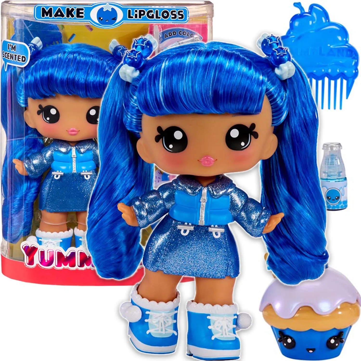 YUMMILAND DUŻA LALKA RORY BLUEBERRY STWÓRZ BŁYSZCZYK BORÓWKA MAKE ...