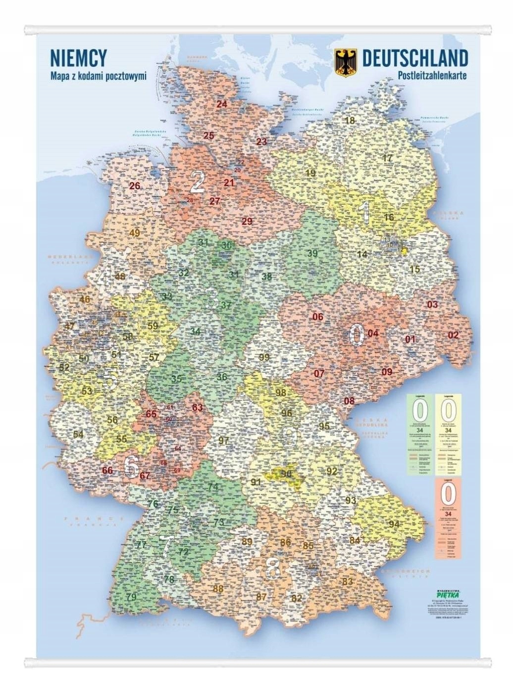 NIEMCY MAPA ŚCIENNA KODOWA KODY POCZTOWE STRONG - 199,90 zł - Allegro.pl - Raty 0%, Darmowa ...