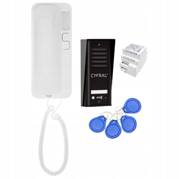 DOMOFON Z RFID CYFRAL COSMO R1 1-RODZINNY UNIFON CZARNY BRELOK FURTKA ...