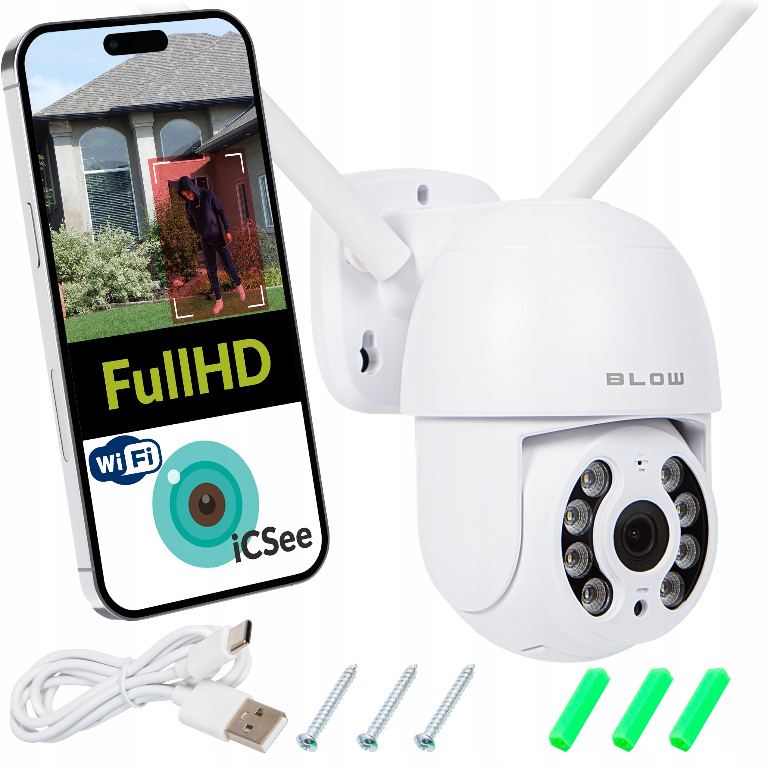 KAMERA WIFI ZEWNĘTRZNA 2MP OBROTOWA IP FullHD ZOOM IP66 ICSEE SMART PTZ ...
