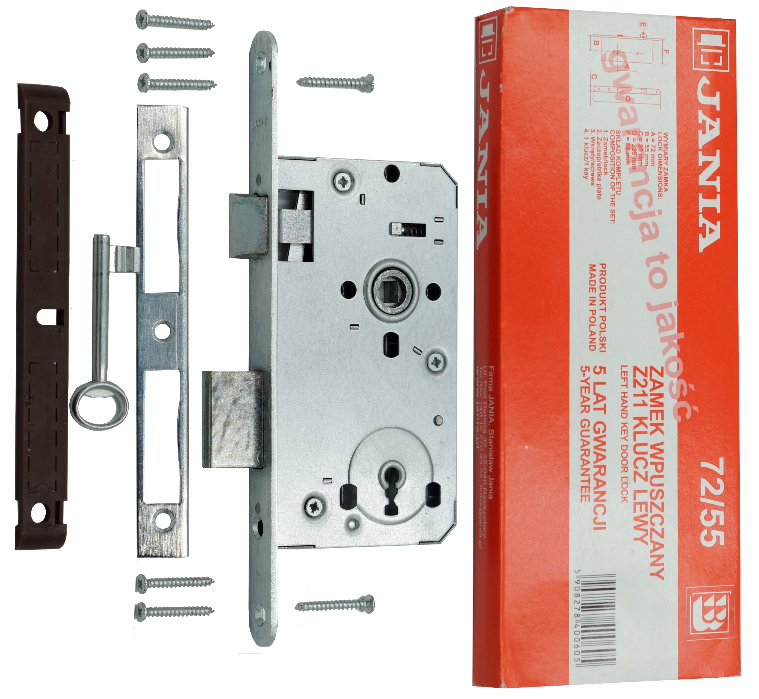 JANIA ZAMEK WPUSZCZANY DO DRZWI 72/55 KLUCZ LEWY (Z211) • Cena, Opinie • Zamki 13154301431 • Allegro