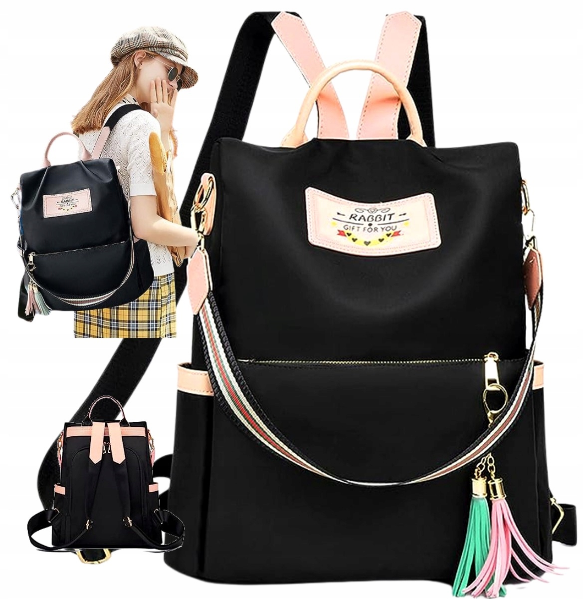 DAMSKI PLECAK TOREBKA TORBA PLECACZEK 2W1 POJEMNY 14110087302 - Allegro.pl