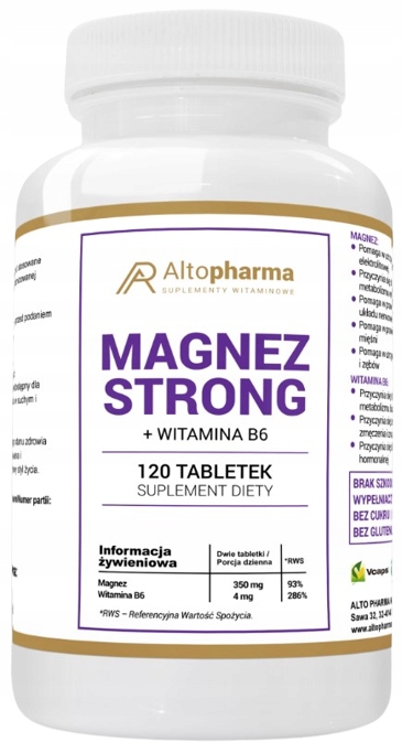 AltoPharma Magnez Strong 120 tabletek Stres Skurcze Paznokcie Układ nerwowy (5903661237523 ...
