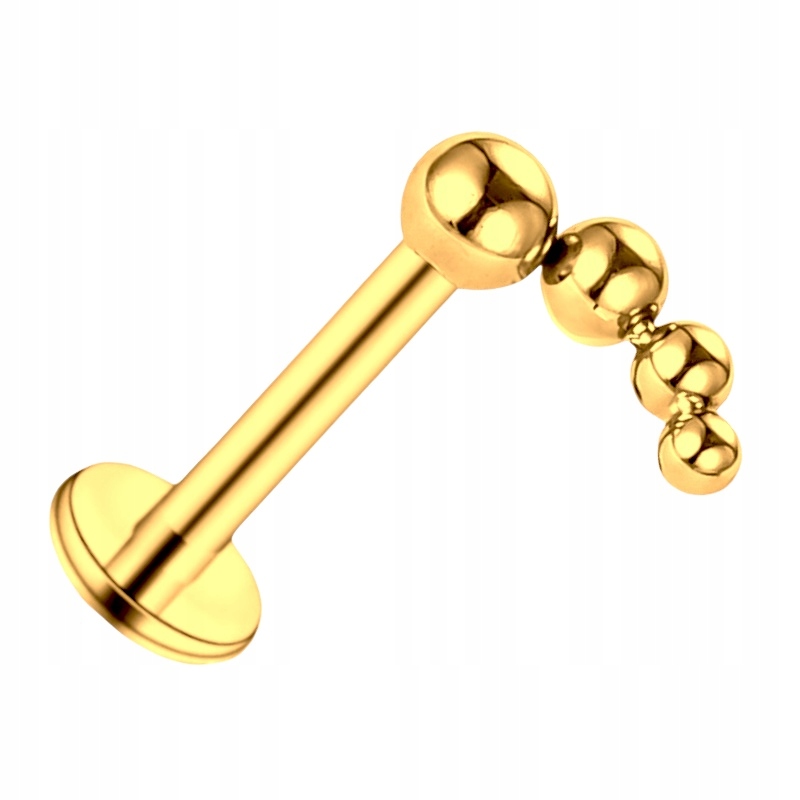 Piercing Kolczyk Helix Labret złoty z 4 kuleczkami Lobe TYTAN 1.2/6 ...
