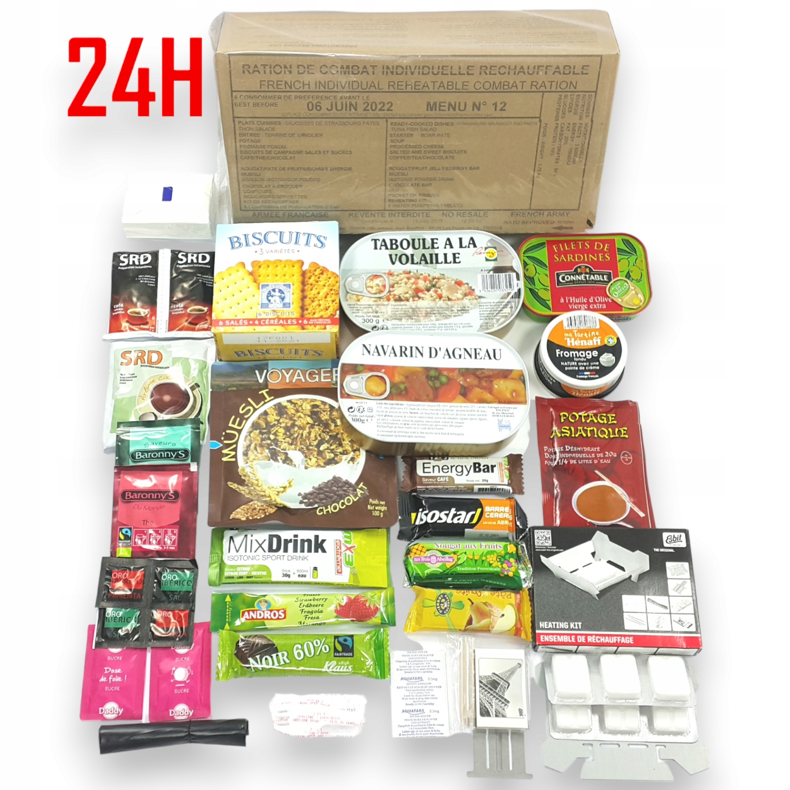 24h Francuska Racja Żywnościowa RCIR MRE Wojskowa Dobowa Lio Sr Menu 7 ...