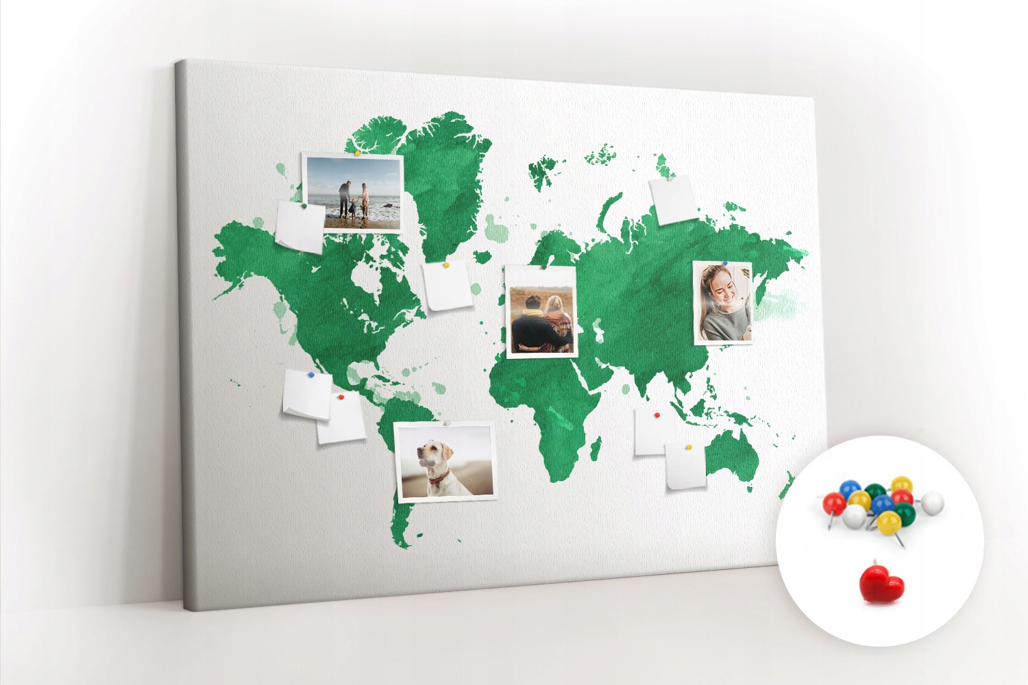 Tablica Na Pomysły Z Pinezkami Zielona Mapa Świata (4068302552661 ...
