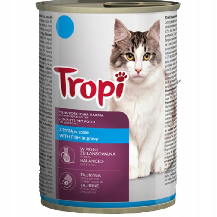 Karma dla kota mokra TROPI puszka 415g ryba (5902944910900) • Cena, Opinie • Mokra karma ...
