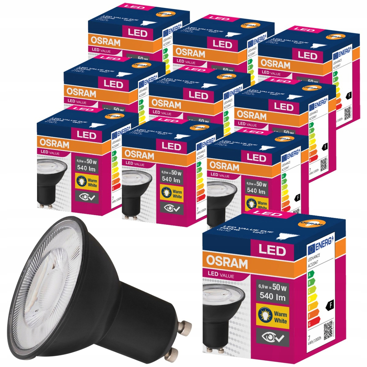 10x Żarówka LED GU10 6,9W = 50W 2700K Czarna OSRAM (4058075766617 ...