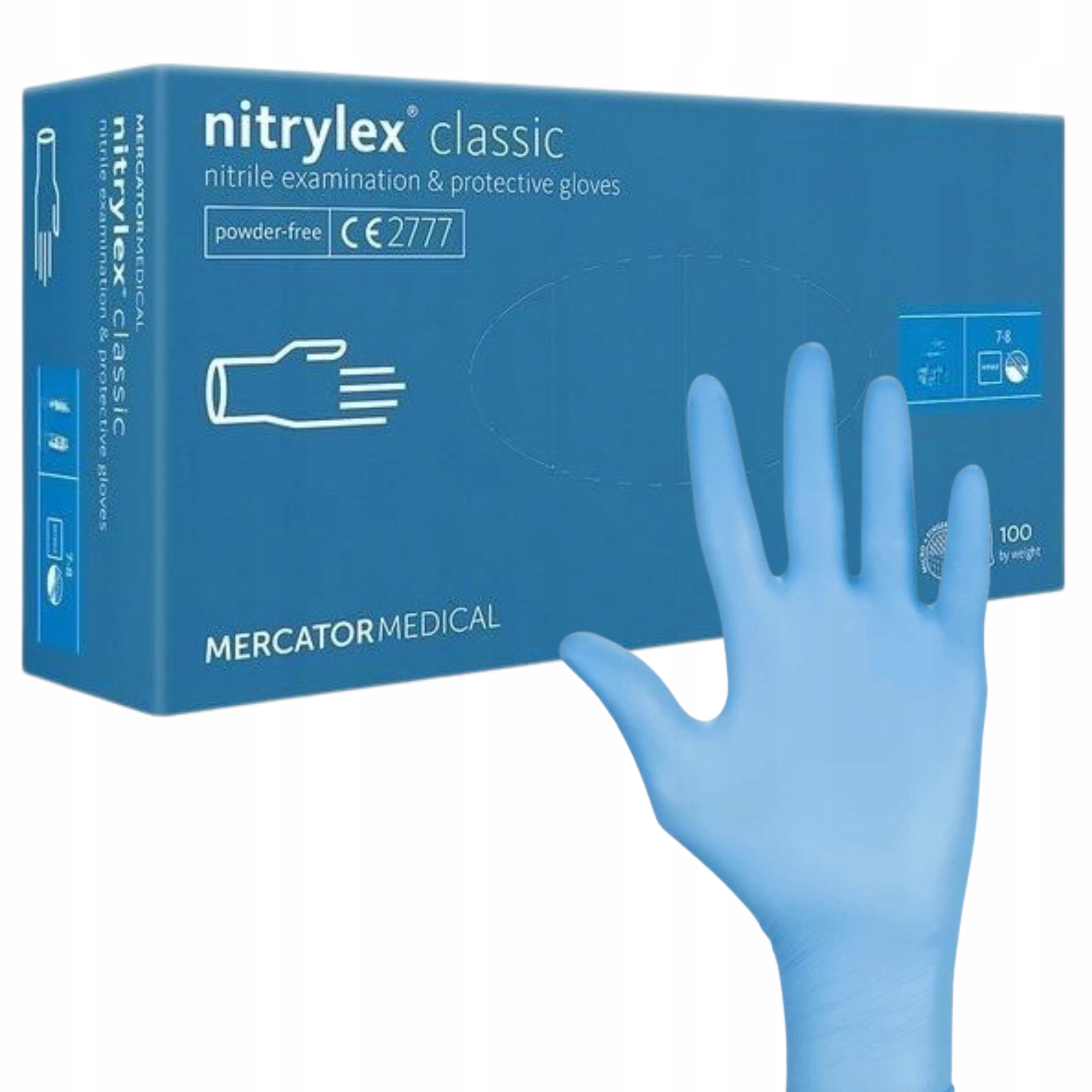 Rękawiczki nitrylowe bezpudrowe Mercator Nitrylex Classic r. L 100 szt (5906615028765) • Cena ...