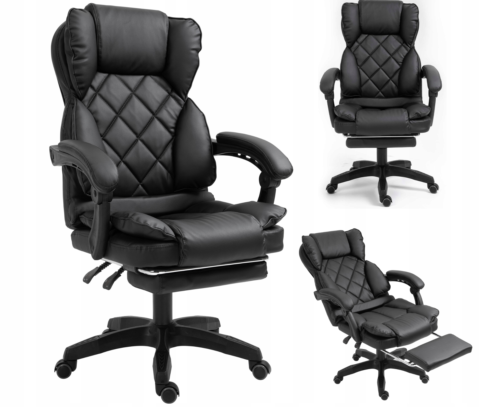 Fotel Biurowy Szefa Obrotowy Podnóżek Biurko Rozkładany do Pracy ...
