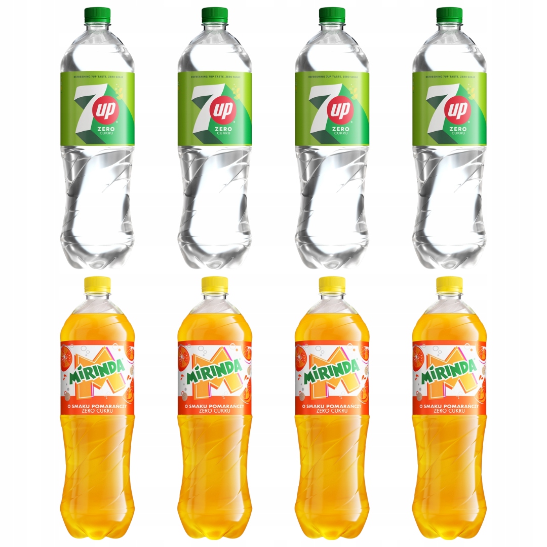Napój gazowany zero cukru Mirinda + 7Up MIX zestaw butelka 8x 1,5l ...