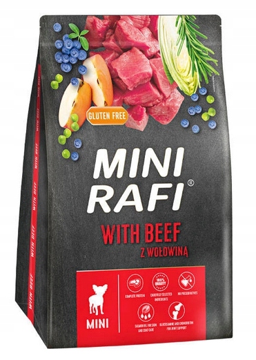 RAFI MINI sucha karma małe psy WOŁOWINA 3kg (5902921396734) • Cena ...