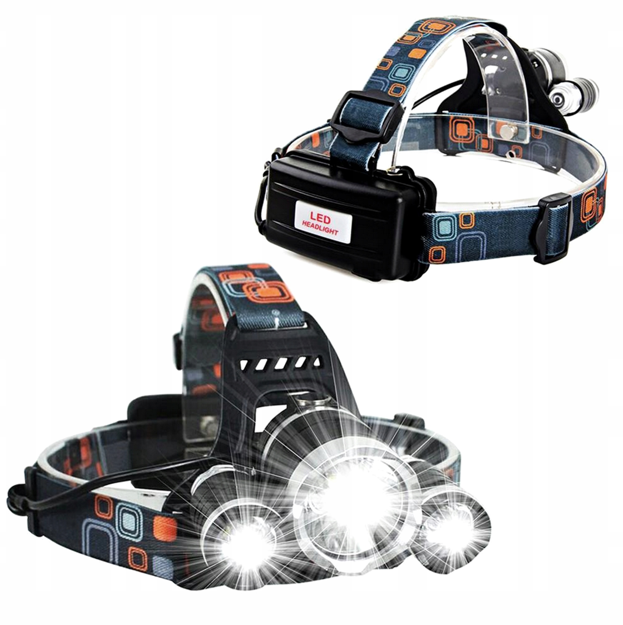 LATARKA CZOŁOWA 3 x LED T6 CREE MOCNA CZOŁÓWKA USB - 6974180787690 - 17122225913 - Allegro