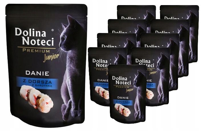 DOLINA NOTECI PREMIUM JUNIOR DANIE DORSZA 85G X10 (5902921383222) • Cena, Opinie • Mokra karma ...