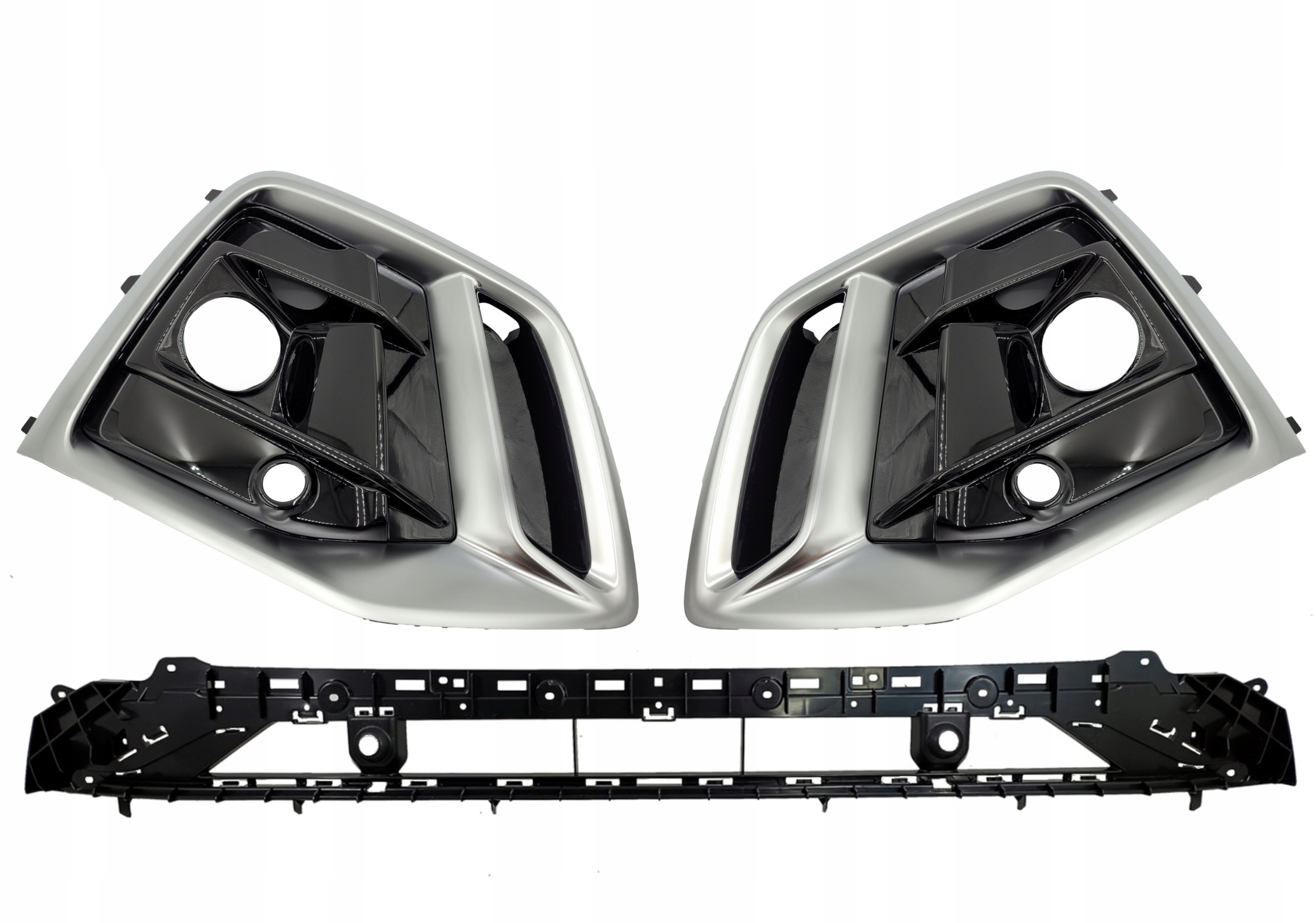 KRATKA ZDERZAKA PRZÓD AUDI Q5 80A LIFT S-LINE SATYNA ŚRODKOWA + LEWA ...