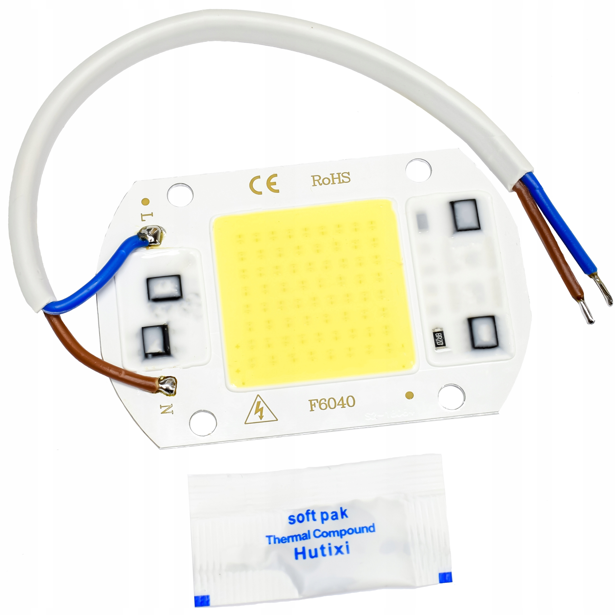 MODUŁ LED COB 30W BIAŁY CIEPŁY lub ZIMNY 60x40mm pod 230V + przewód ...