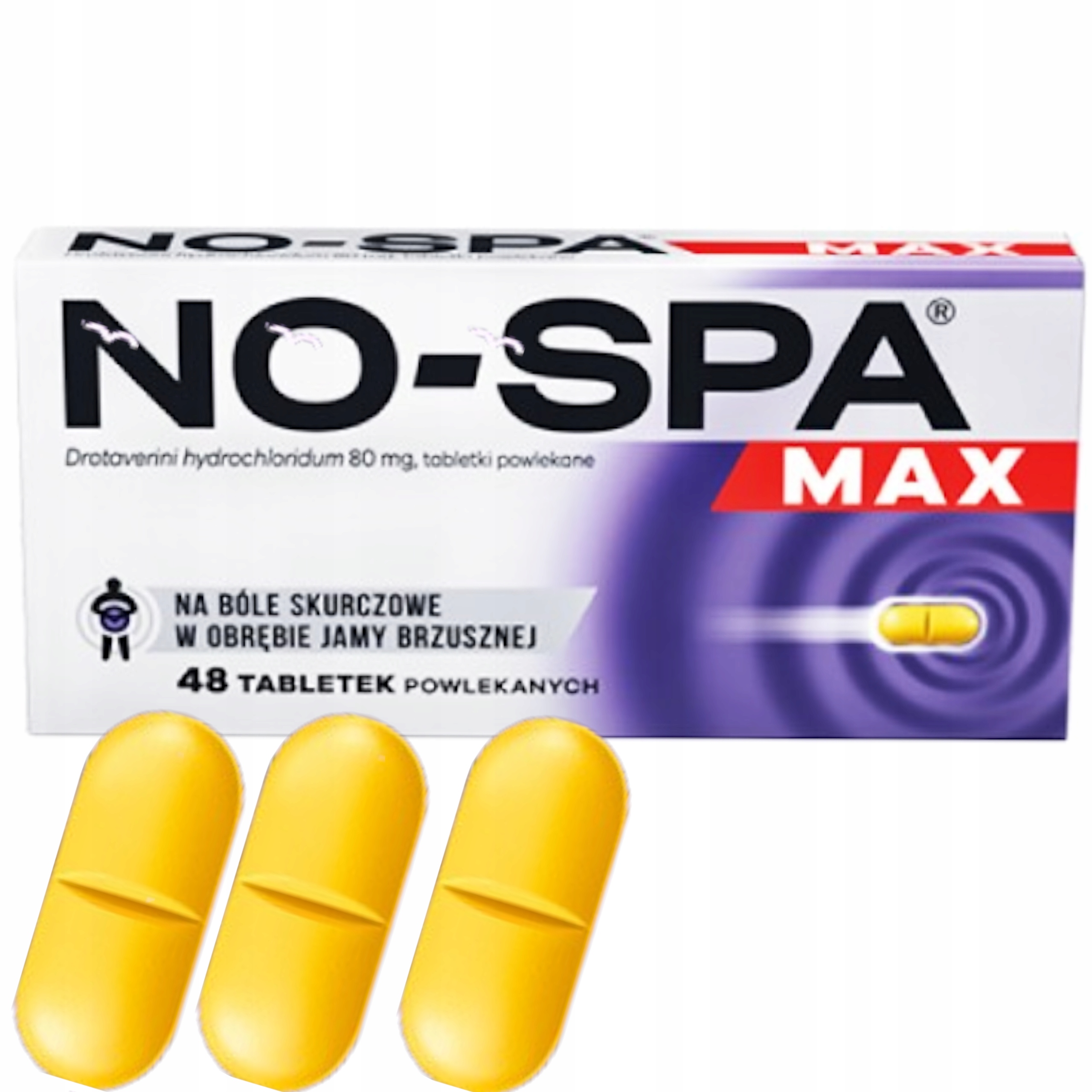No-Spa MAX 80 mg 48 tabletek, lek rozkurczowy, zmniejszający ból ...