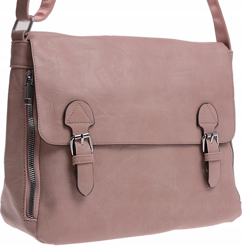 MIĘKKA TOREBKA LISTONOSZKA MIESZCZĄCA A4 DAMSKA róż pudrowy 15134288938 - Allegro.pl