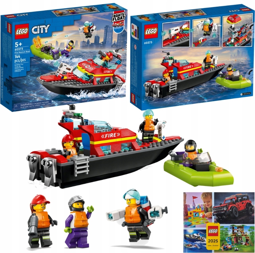 LEGO CITY LODZ STRAZACKA KLOCKI STRAZ POZARNA LODKA MOTOROWKA NA ...