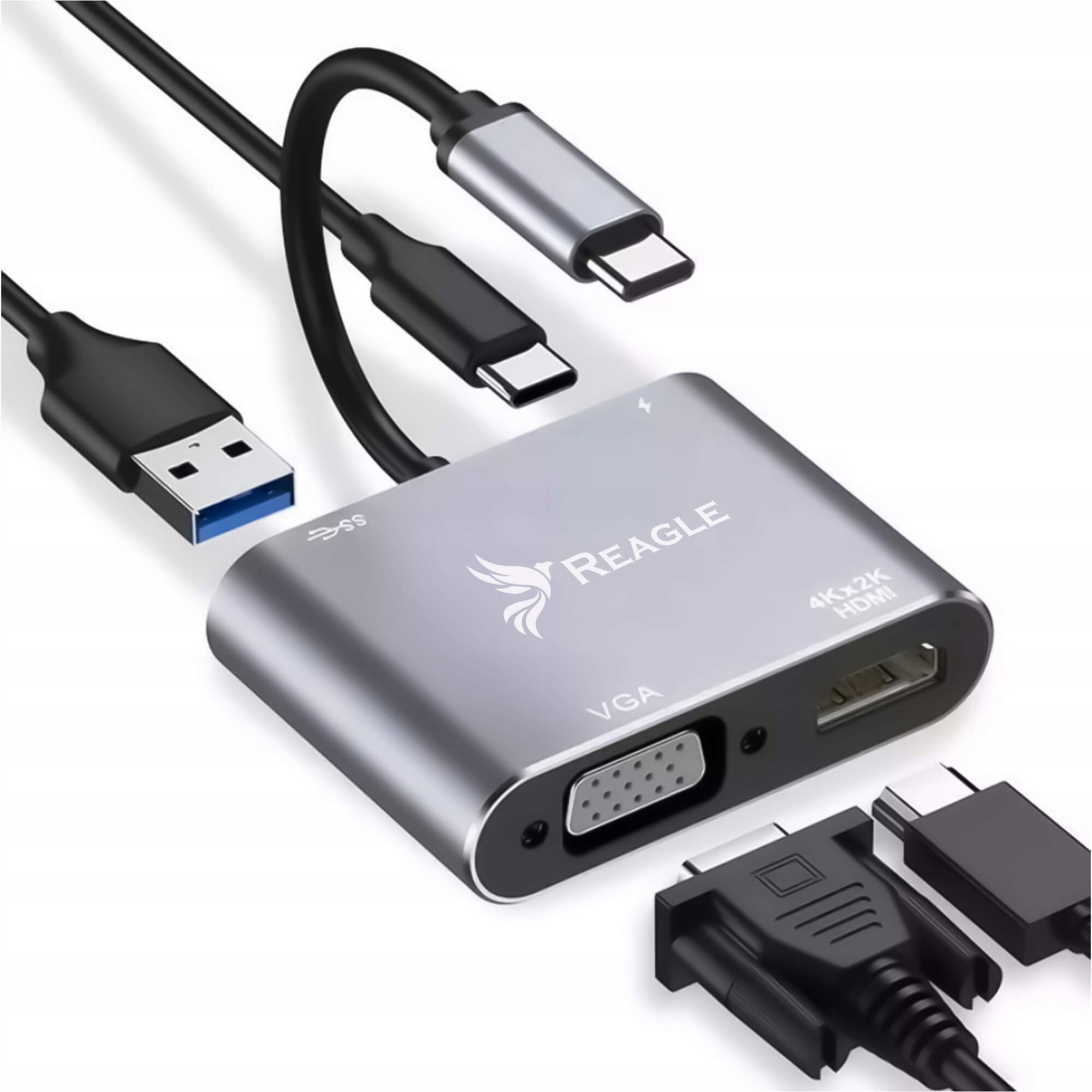 HUB USB-C ADAPTER HDMI 4K@30Hz VGA USB MACBOOK PD 100W USB 3.2 Gen 1 - Sklep, Opinie, Cena w Allegro