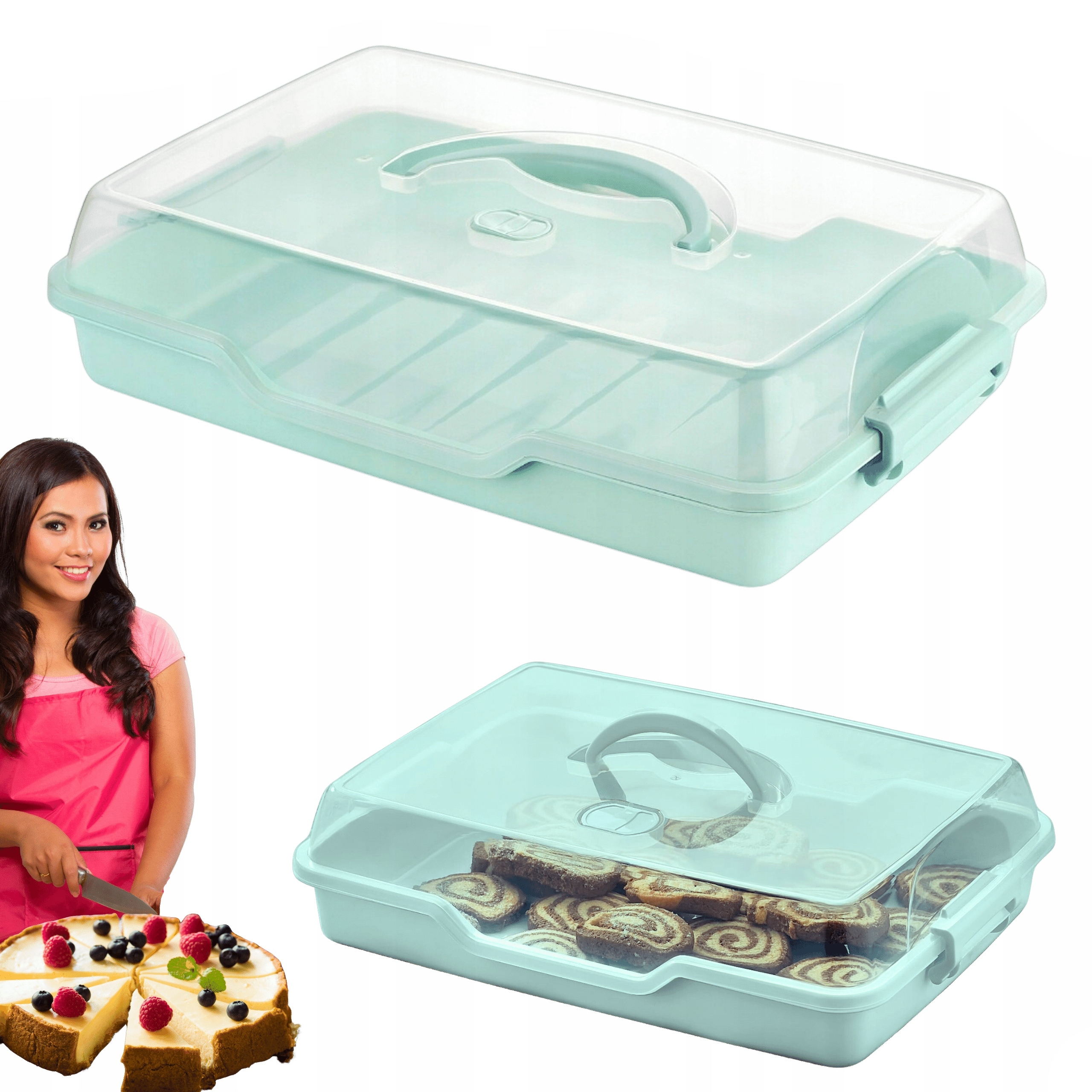 Pojemnik Na Ciasto Z Pokrywą Plastikowy Patera 34x24 cm Florencja PJ71 ...