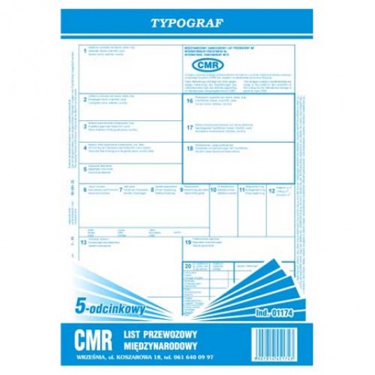 CMR list przewozowy 5-odcinkowy A4 (01174) • Cena, Opinie • Druki ...