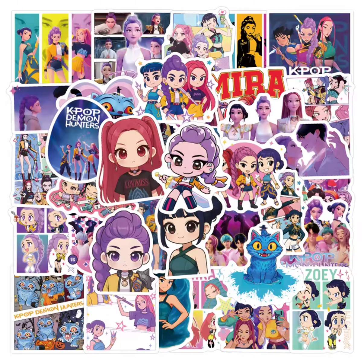 Demon hunters Kpop samolepky stickers rumi mira zoey škola 100 ks za ...