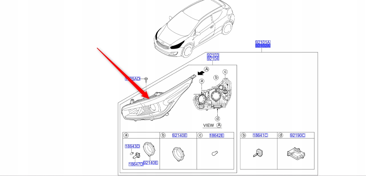 Kia OE 92102-A2220 reflektor • Cena, Opinie - Allegro