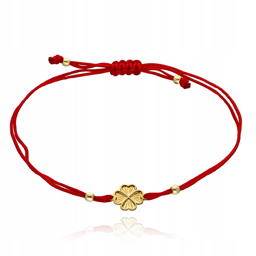 Náramek zlatý pr.333 šňůrka červ. jetel za 2336 Kč - Allegro