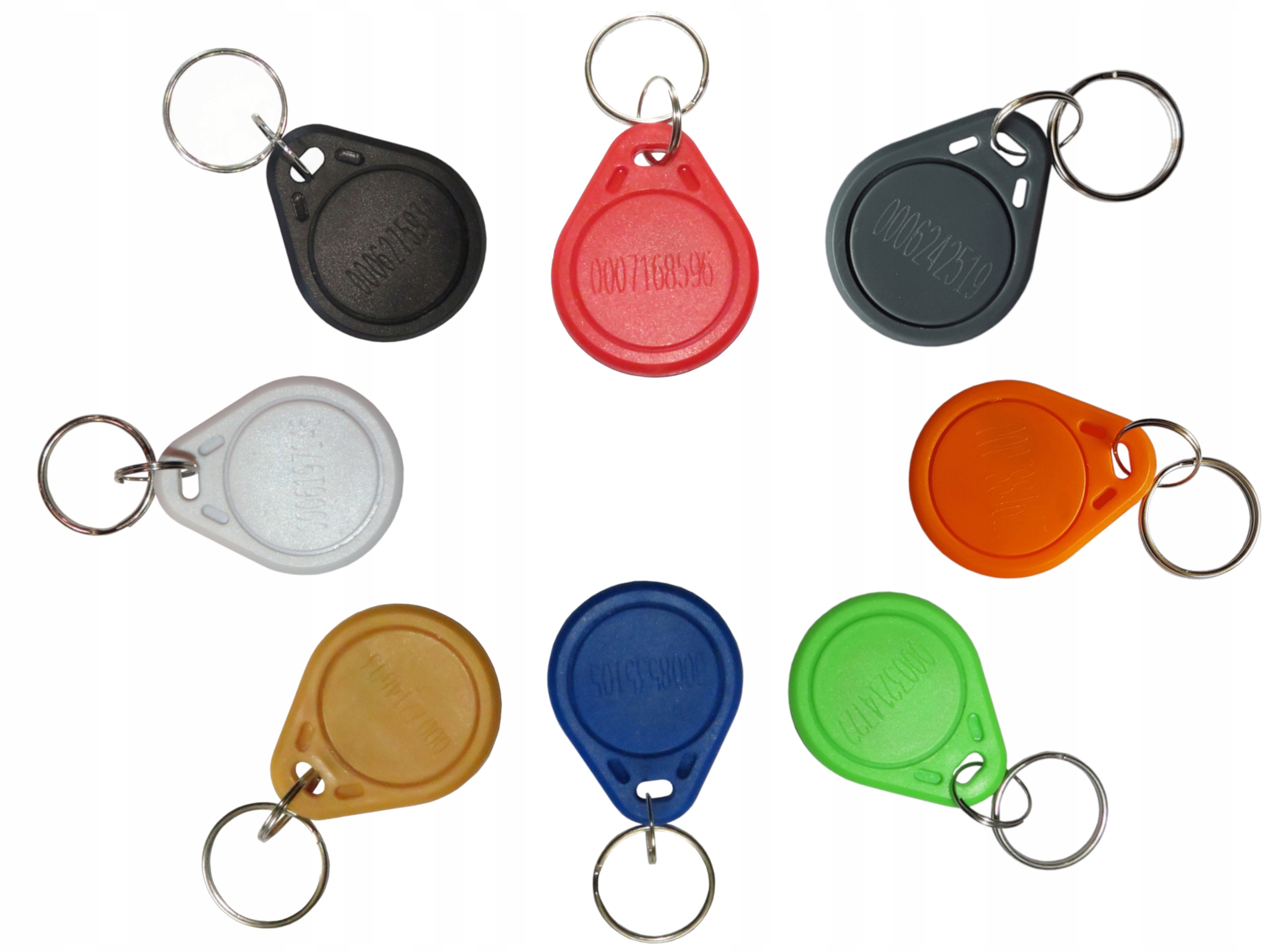 Brelok ID RFID Unique 125kHz EM4100 do ZAMKA DOMOFONU kolory 8 sztuk ...