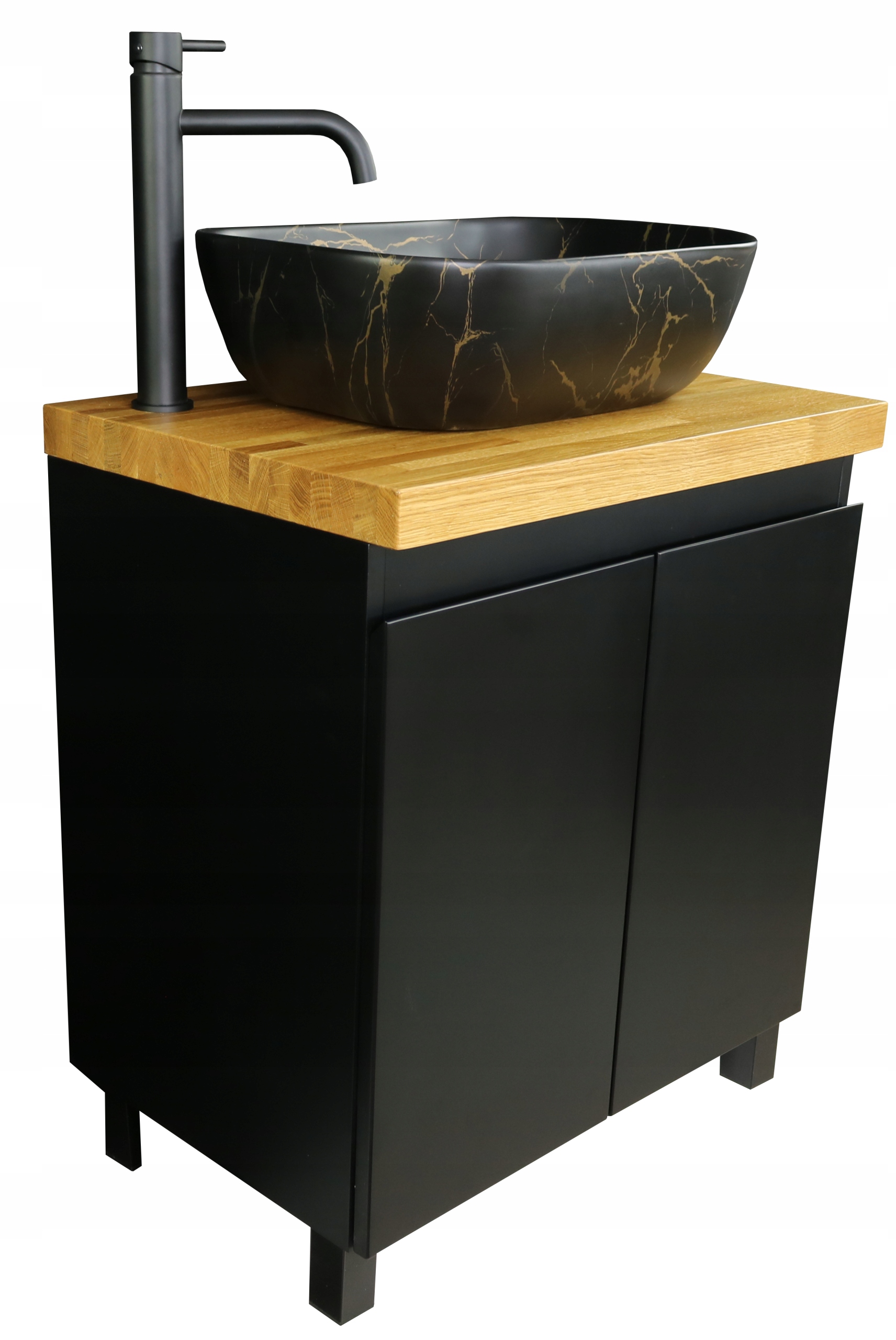 Skrinka pod umývadlo Meblico, čierna matná MDF doska, 70x70x40 cm, 2 ...