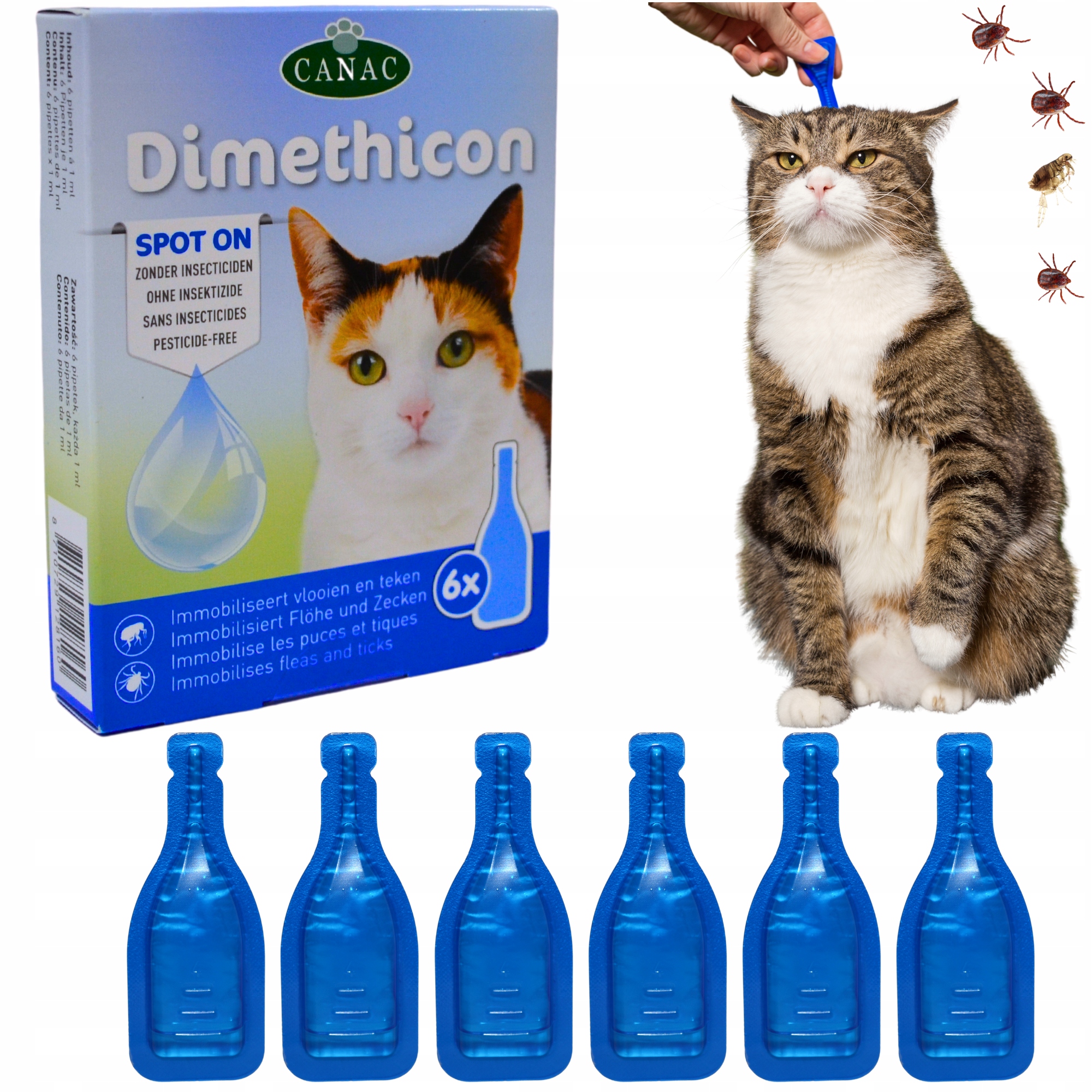 KROPLE NA PCHŁY I KLESZCZE DLA KOTA 6 SZTUK 13635469194 - Allegro.pl