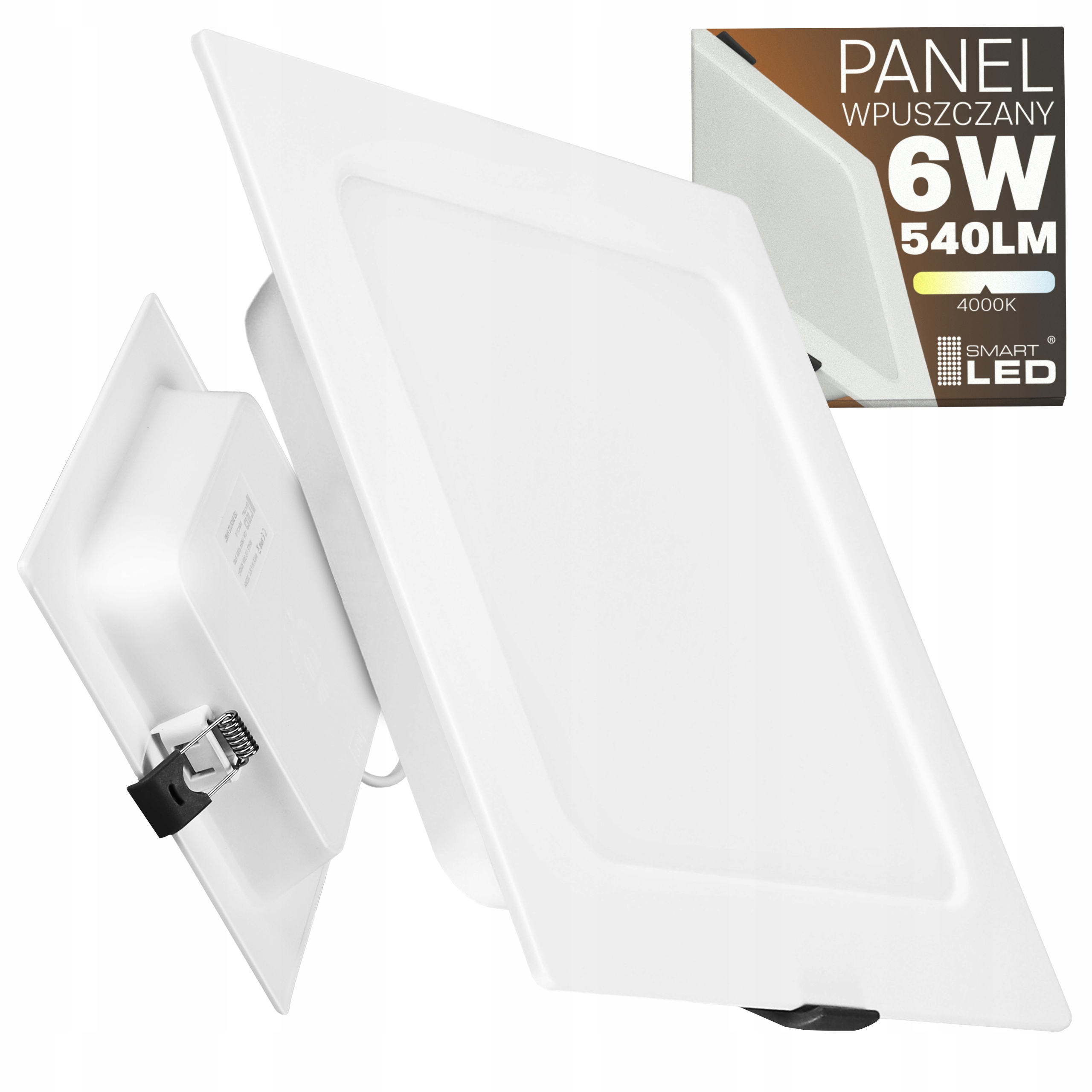 PANEL LED PODTYNKOWY PLAFON SUFITOWY 6W WPUSZCZANY BIAŁY OCZKO (WPU6w ...
